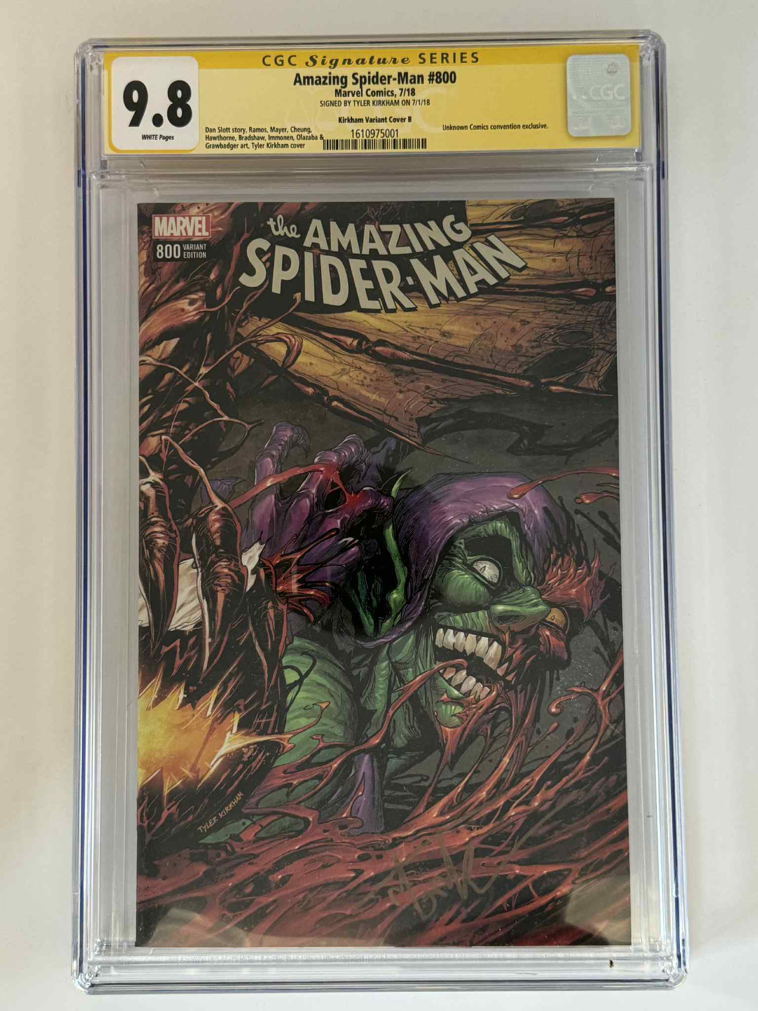 [Signed by Tyler Kirkham] Amazing Spider-Man #800 CGC 9.8 Yellow Label ...