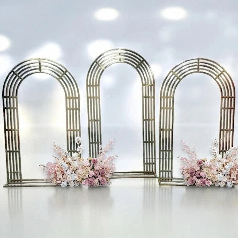 Lunette Wedding Arch Shiny Gold Backdrop Staging Frames – Mimi Glows
